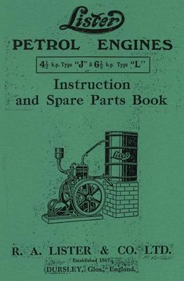 Lister J Type 4 1/2 HP & L Type 6 1/2 HP Petrol Engines (Manual ...