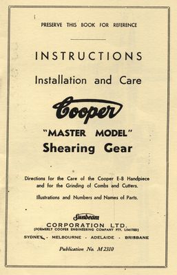 Cooper "Master Model" Shearing Gear (Manual) – Rally Badges