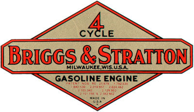 Briggs and Stratton Gasoline Engine 3.75" x 2.25" (Decal) – Rally Badges